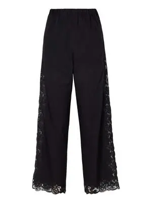 Loretta Caponi Yasmin Lace-trimmed Straight-leg Pants - Black