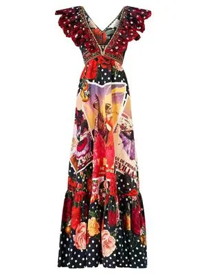 Camilla Frill Hardware-detail Maxi Dress - Red