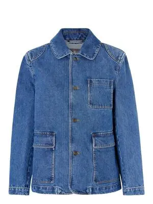 Loro Piana Cotton And Silk-Blend Denim Jacket Mid Denim