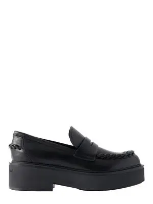 GIANVITO ROSSI Yuna Braided Leather Loafers - Black
