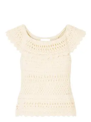 MARANT ETOILE Zaelle Crocheted Cotton-blend Top - Neutrals