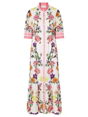 Borgo De Nor Floral-print Cotton Midi Shirt Dress - Multi
