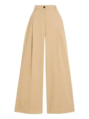 MAX MARA Nebbie Pleated Wide-Leg Cotton-Twill Pants
