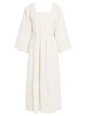 Max Mara Luglio Broderie Anglaise-trimmed Linen Midi Dress - Ecru