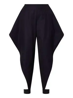 Alaïa Triangle Cotton-Gabardine Wide-Leg Pants Navy