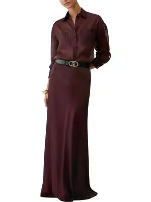 Liu Jo Organza Button-Down Shirt Brown