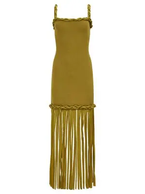 Aje Ribiona Knitted Midi Dress - Olive