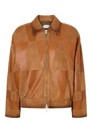 Versace Paneled Leather Jacket - Brown