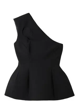ROKSANDA Vala One-shoulder Cutout Crepe Top - Black