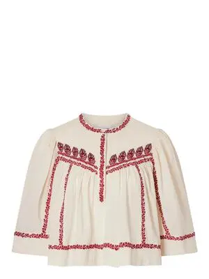 MARANT ETOILE Juline Embroidered Cotton Shirt - Neutrals