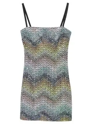 Missoni Chevron-Pattern Mini Dress Blue