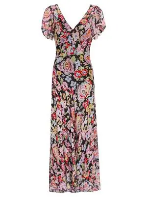 Rixo Bexley V-Neck Midi Dress Black