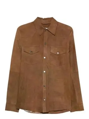 ERALDO Flap-pocket Suede Shirt Brown