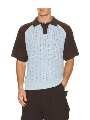 Obey Abel Knitted Polo In Blue,brown - Skyway Multi