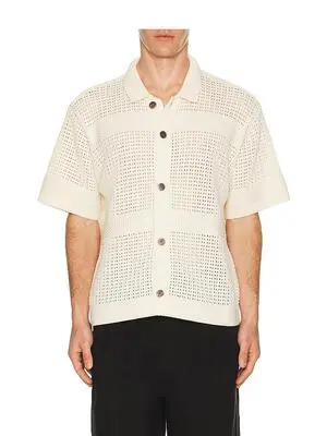 Obey Zach Knitted Shirt In Cream - Unbleached