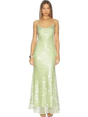 Delfi Sequin Maxi Dress - Lime