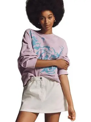 Essentiel Antwerp Organic Cotton Embroidered Crewneck Sweatshirt - Faded Violet