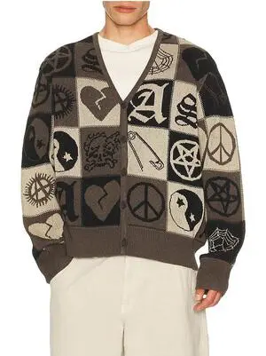 ALLSAINTS Barker Cardigan - Taupe Brown & Black
