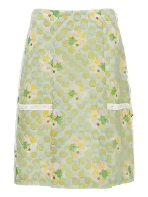 Fendi Midi Organza Skirt Verde