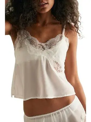 KAT THE LABEL Hayden Camisole With Lace Trim - Ivory