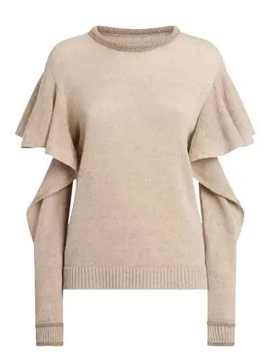 Moschino Knitted Jumper With Ruffled Sleeves - Neutrals