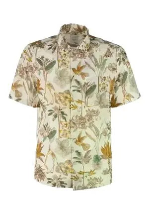 XACUS Floral-print Short-sleeve Shirt - Neutrals