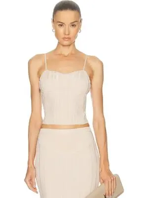 FLEUR DU MAL Rib Darted Cami Top - Tahini