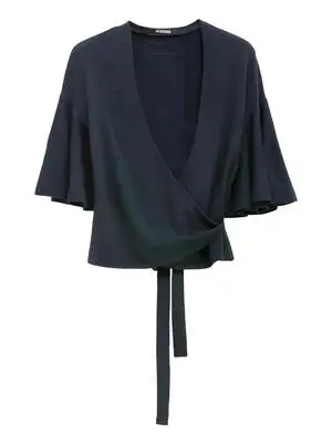Jacquemus Paysan Wrap Flared-sleeve Top - Blue