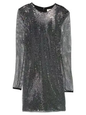 L'Agence Crystal-embellished Long-sleeve Dress - Silver