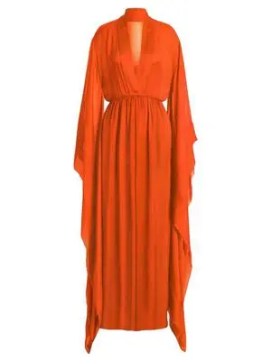 Alberta Ferretti Long-sleeve Maxi Dress - Orange