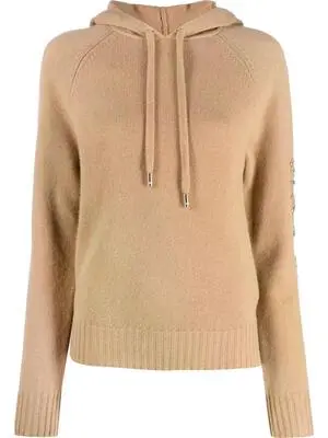 Max Mara Crystal-embellished Knitted Hoodie - Neutrals