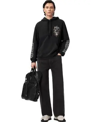 ALLSAINTS Araknid Long Sleeve Cotton Hoodie - Black