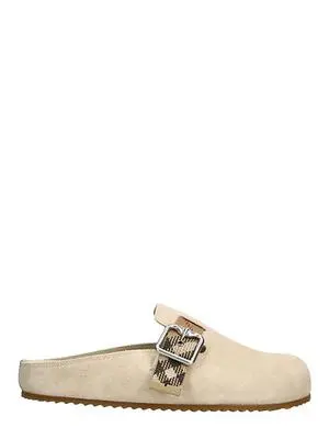 Burberry Urchin Suede Clogs Cream