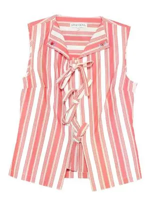 Stine Goya Striped Tie-front Sleeveless Top - Red