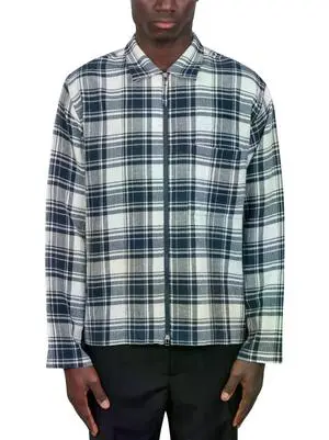 Universal Works Zipped Plaid Shirt - Blue