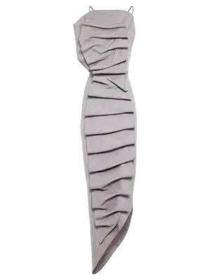 A.W.A.K.E. Mode Draped-detail Asymmetric Midi Dress - Grey