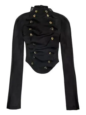 A.W.A.K.E. Mode Bib-front Structured Blouse - Black