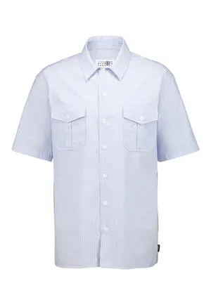 MAISON MARGIELA Light Striped Cotton Short Sleeve Shirt - Blue