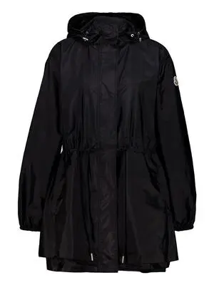 Moncler Hooded Ruched Rain Jacket Blue