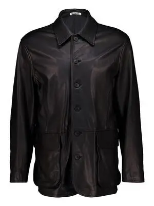 Auralee Textured Lamb Leather Blouson - Black