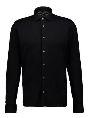Fedeli Knitted Cotton Long Sleeve Shirt - Black