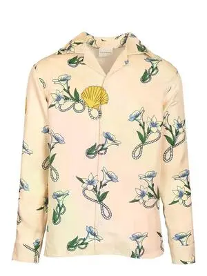 Drole De Monsieur Floral Seashell Silk Shirt - Neutrals