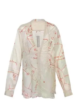 Rick Owens Printed Long Sleeve Shirt - Neutrals