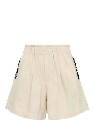 RENLI SU Contrast Trim Shorts - Neutrals
