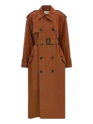 Saint Laurent Belted Double-breasted Coat - Brown