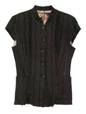 Masnada Button Jacket With Fringed Trim - Black