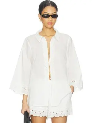 Bardot Aleria Cotton Shirt With Trim - White