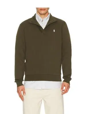 Polo Ralph Lauren Long Sleeve Double Knit Tech Snap Mocknock Pullover - Olive