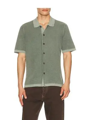 Faherty Brand Short Sleeve Sunwashed Knitted Shirt In . Also - Olive