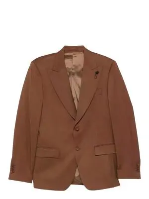 LARDINI Flower-pin Blazer - Brown